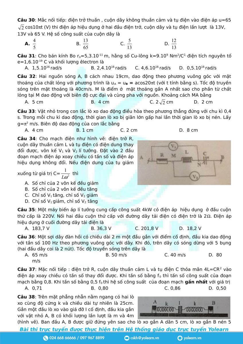 Giải đề thi thử môn Vật lý THPTQG 2019 thành phố Hà Nội